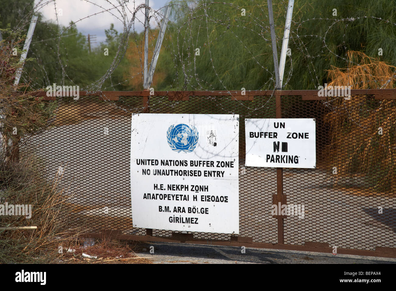 restricted area of the UN buffer zone in the green line dividing north ...