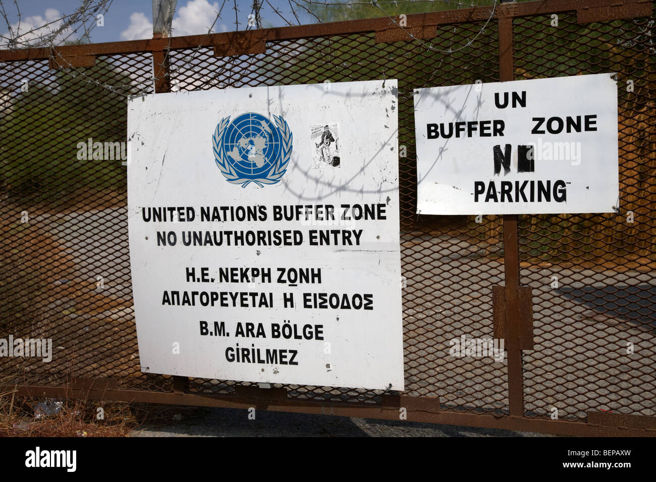 restricted area of the UN buffer zone in the green line dividing north ...