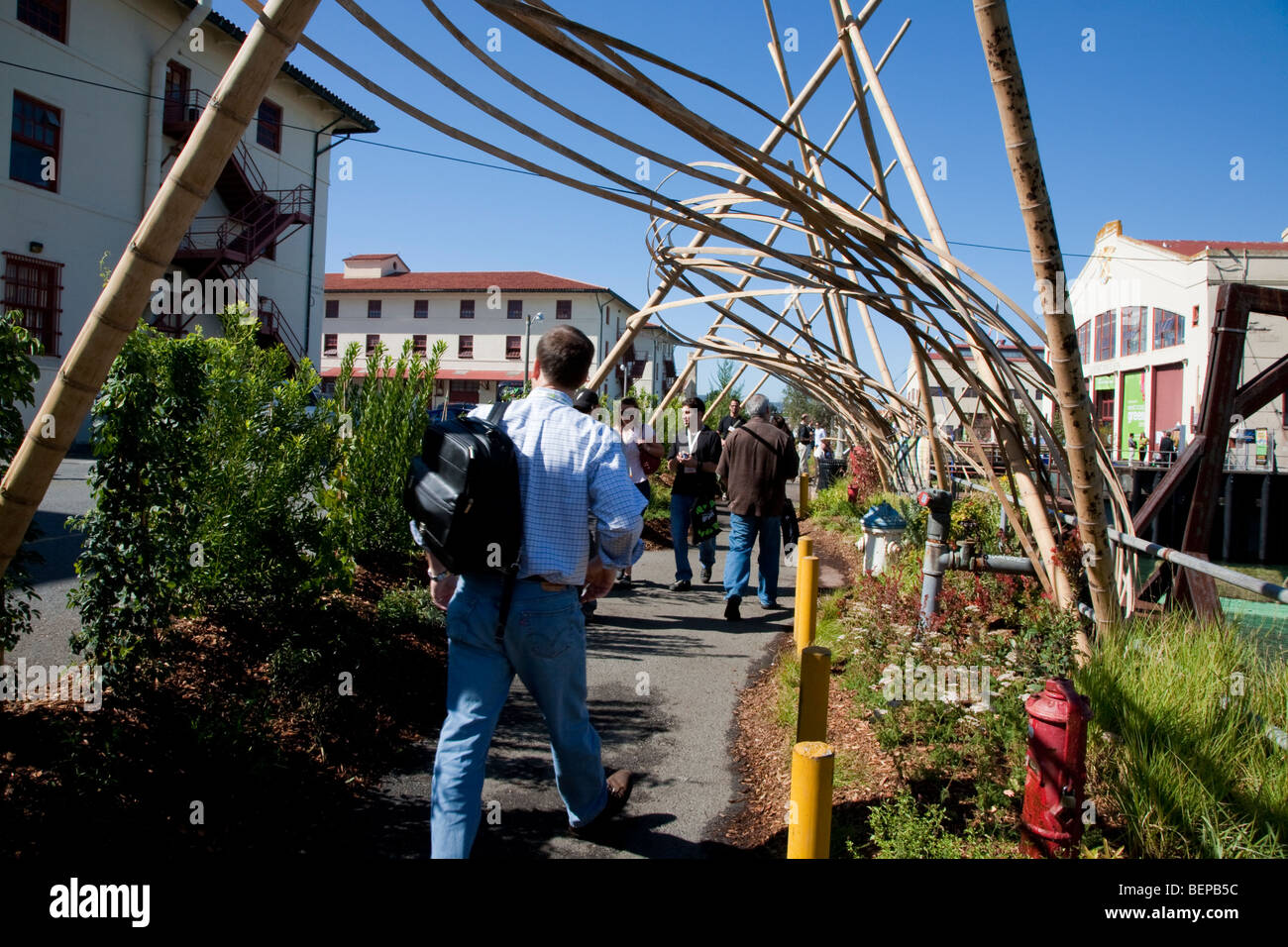 Temporary landscaping of walkway at West Coast Green 2009 conference ...