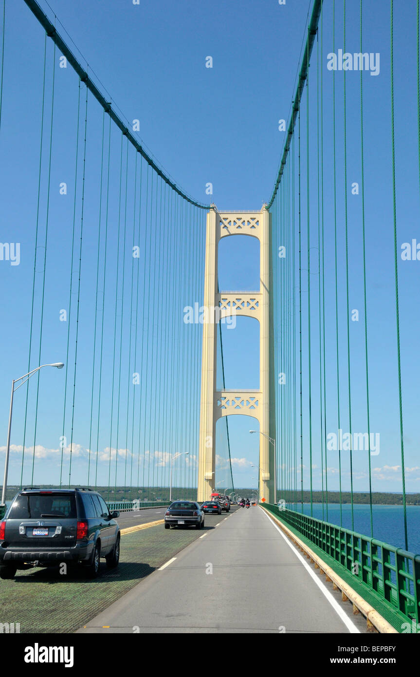 Mackinac Bridge between Upper and Lower Peninsula Michigan Stock Photo ...