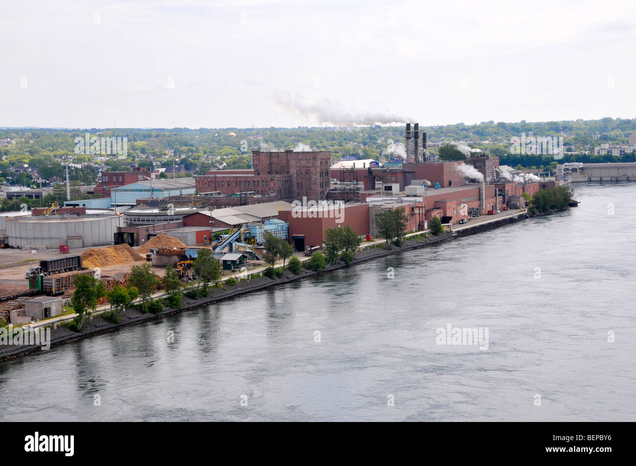 St. Mary's Paper along St. Mary's River and Soo Locks from Sault Ste ...