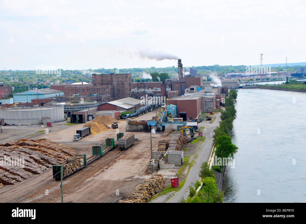 St. Mary's Paper along St. Mary's River and Soo Locks from Sault Ste ...