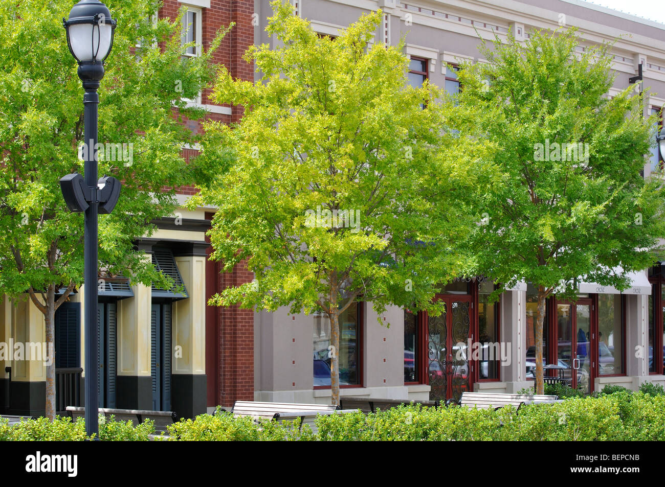 Street with shops Stock Photo - Alamy