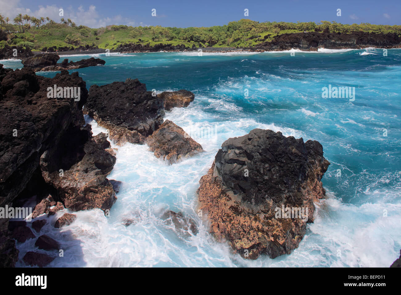Rocks and surf at Wainapanapa State Park Stock Photo - Alamy