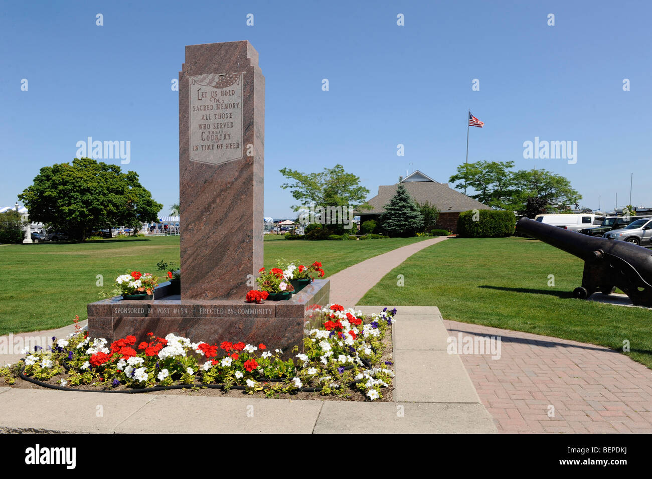 Monument dedicated to veterans in Mackinaw City Michigan Stock Photo ...