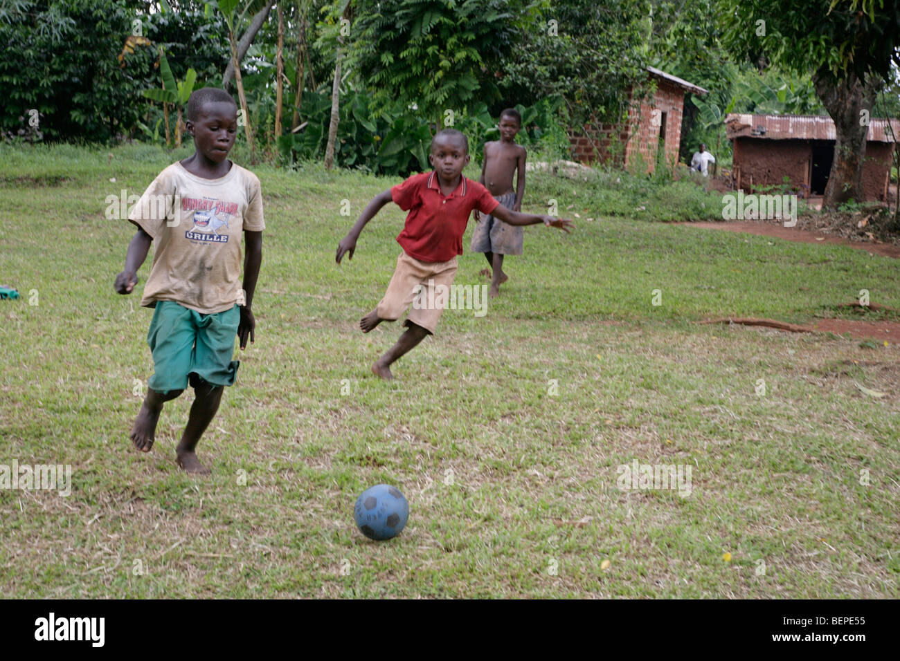 UGANDA Boys playing footbal, Kayunga District. PHOTO by SEAN SPRAGUE ...