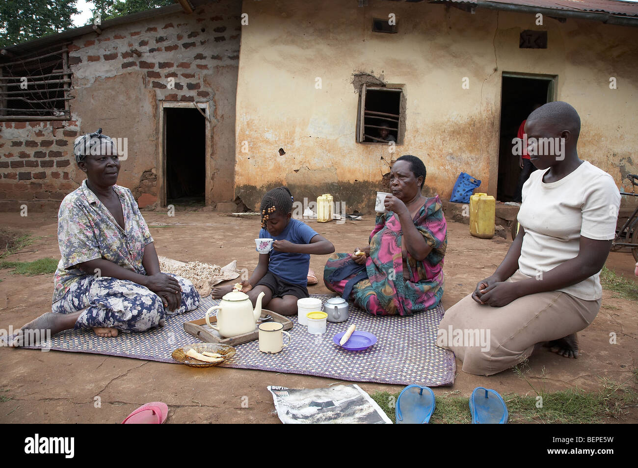 UGANDA The home of Ntanda Miria, Kayunga District. Enjoying a relaxing ...