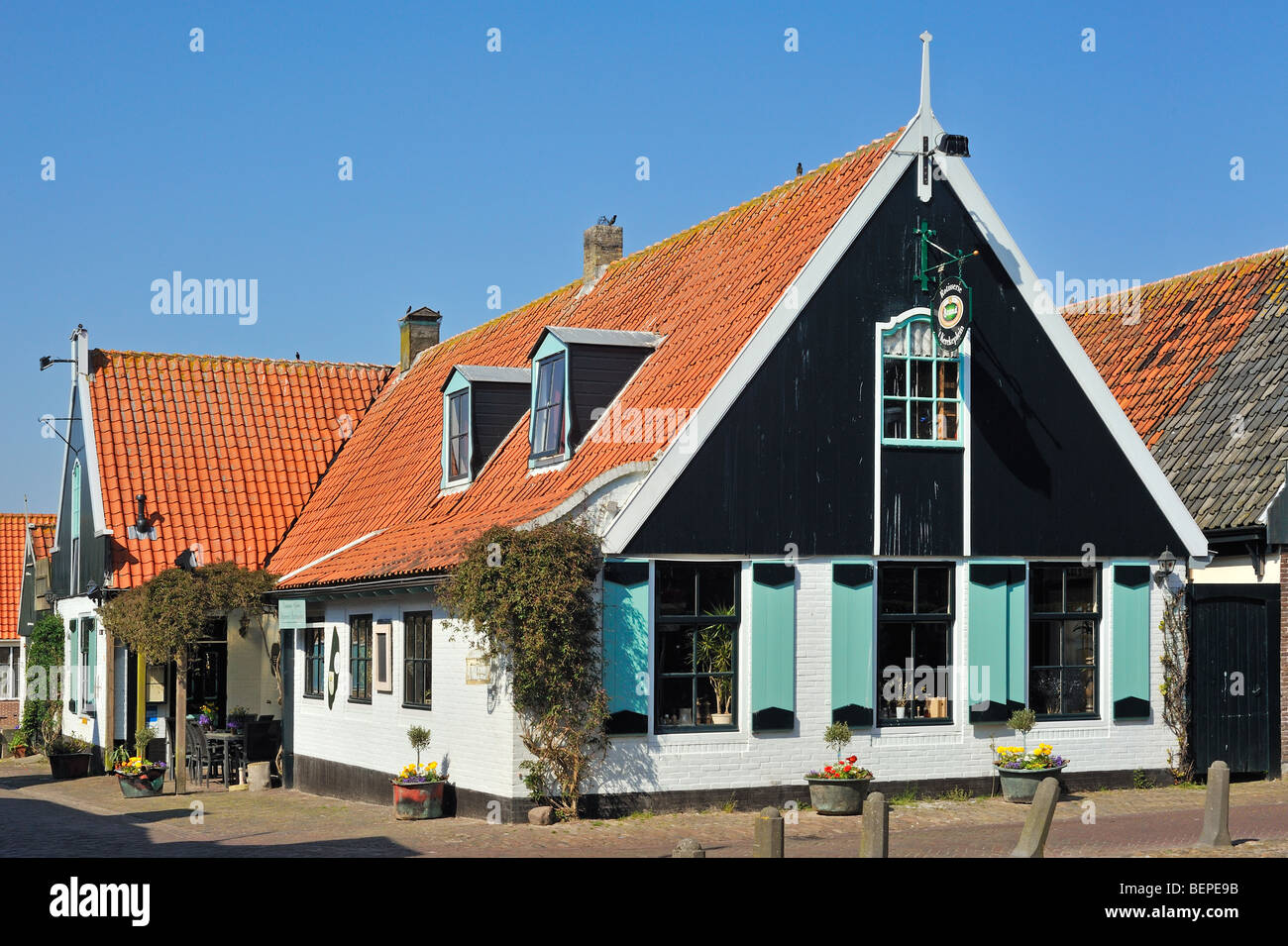 Traditional houses in the village Oosterend, Texel, the Netherlands ...