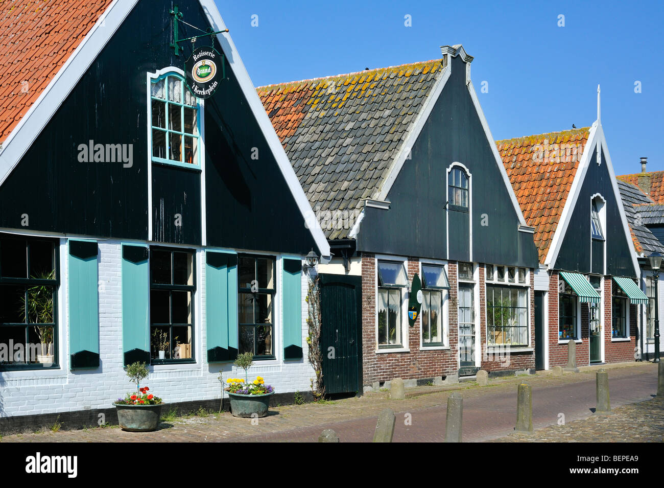 Traditional houses in the village Oosterend, Texel, the Netherlands ...