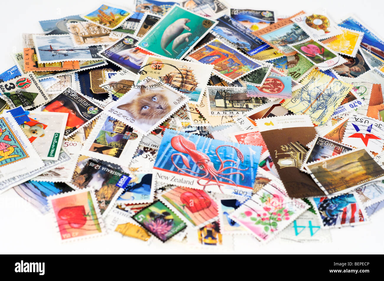 Assortment of postage stamps Stock Photo - Alamy