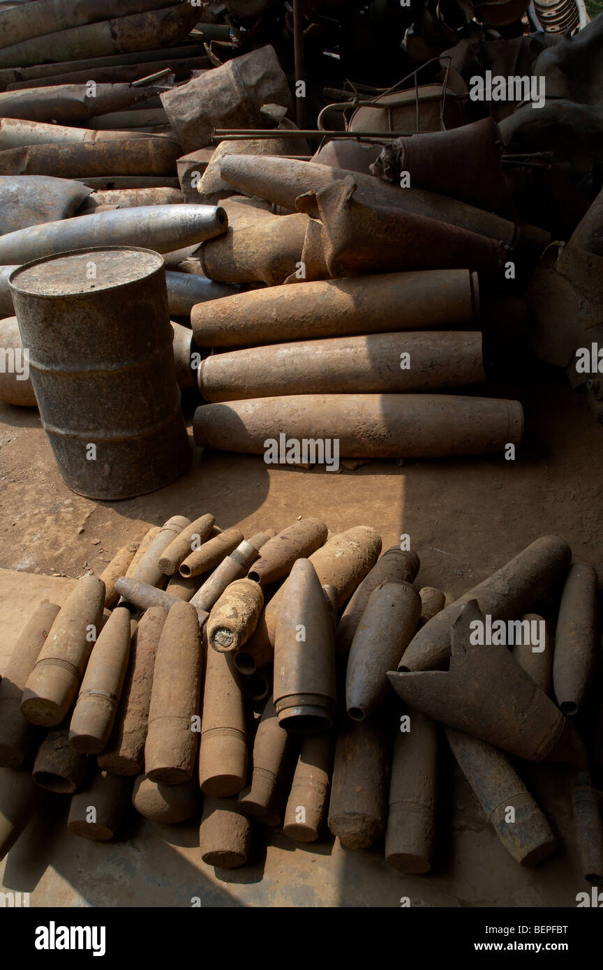VIETNAM Scrap metal from bombs at a junk yard. See description for full ...