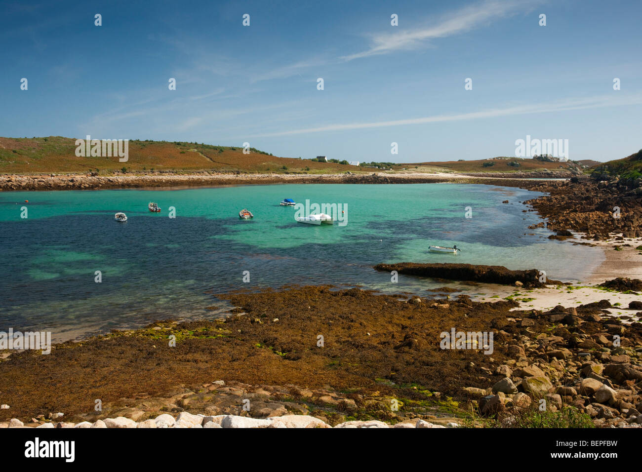 The island of Gugh viewed from St. Agnes, Isles of Scilly Stock Photo ...