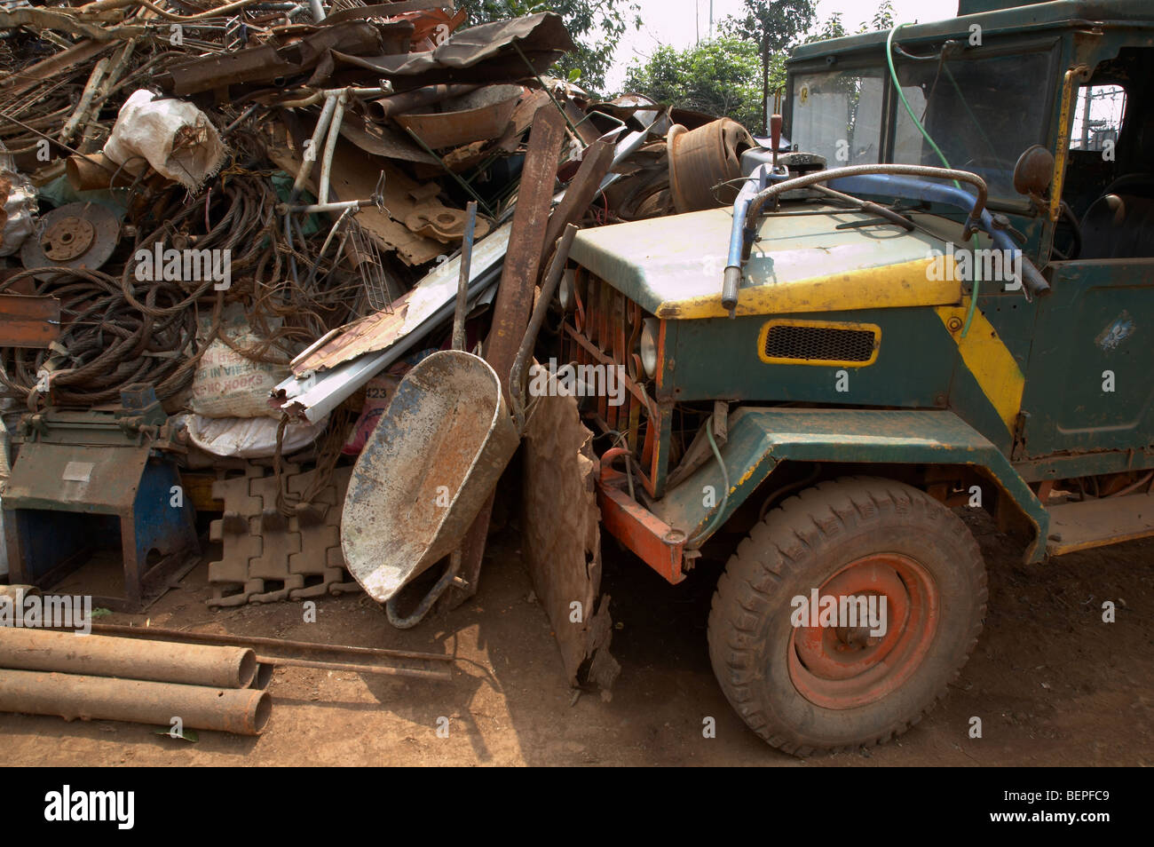 VIETNAM Scrap metal from bombs at a junk yard. See description for full ...