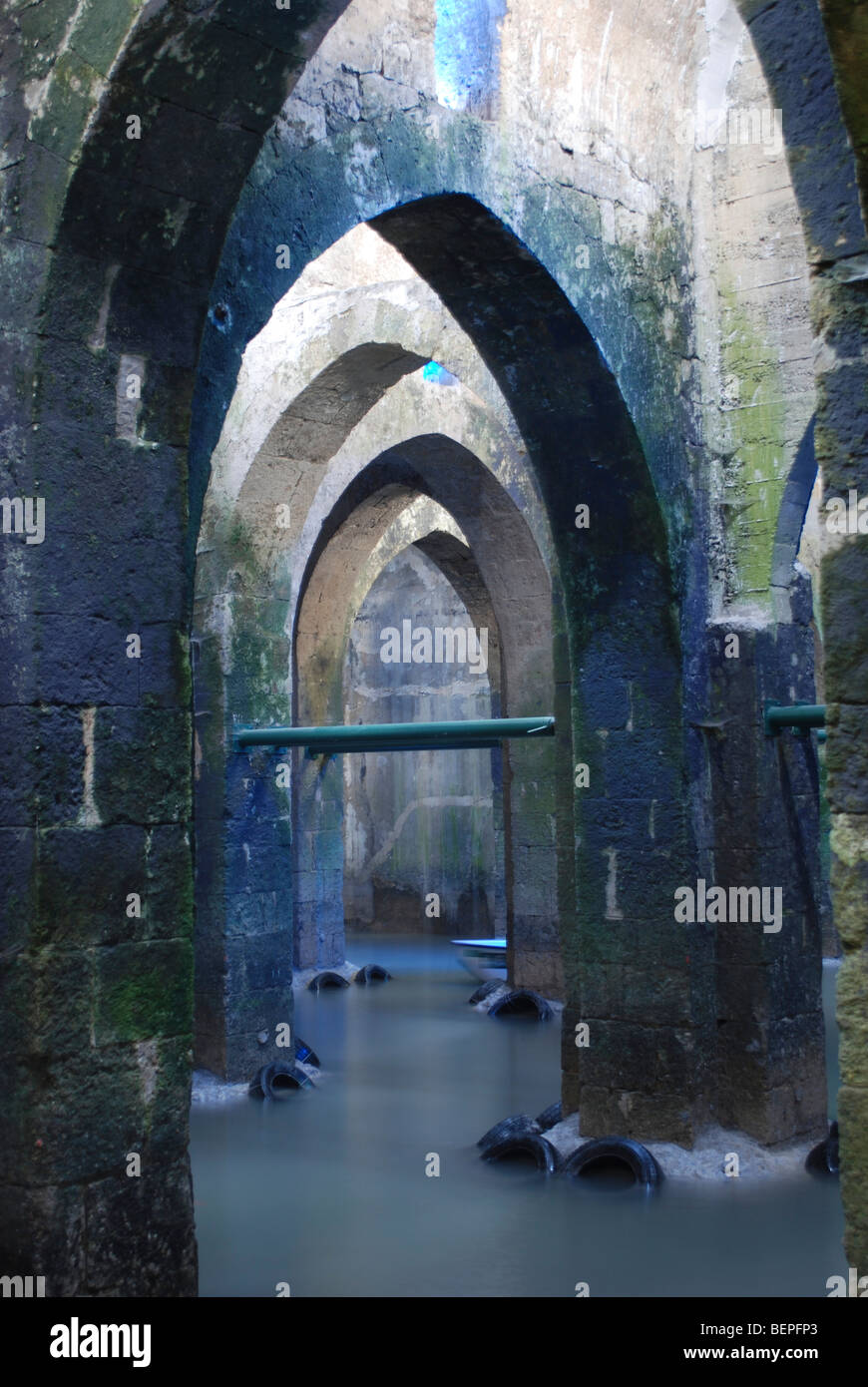 Israel, Ramla, The Pool of Arches, an underground water cistern. Also ...