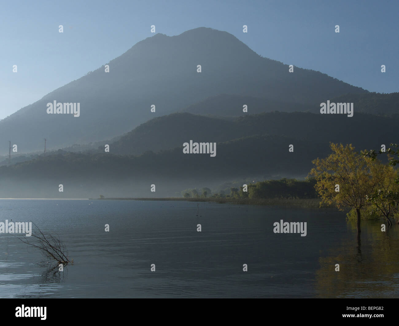 GUATEMALA Lake Atitlan, seen from San Juan la Laguna, in early morning ...