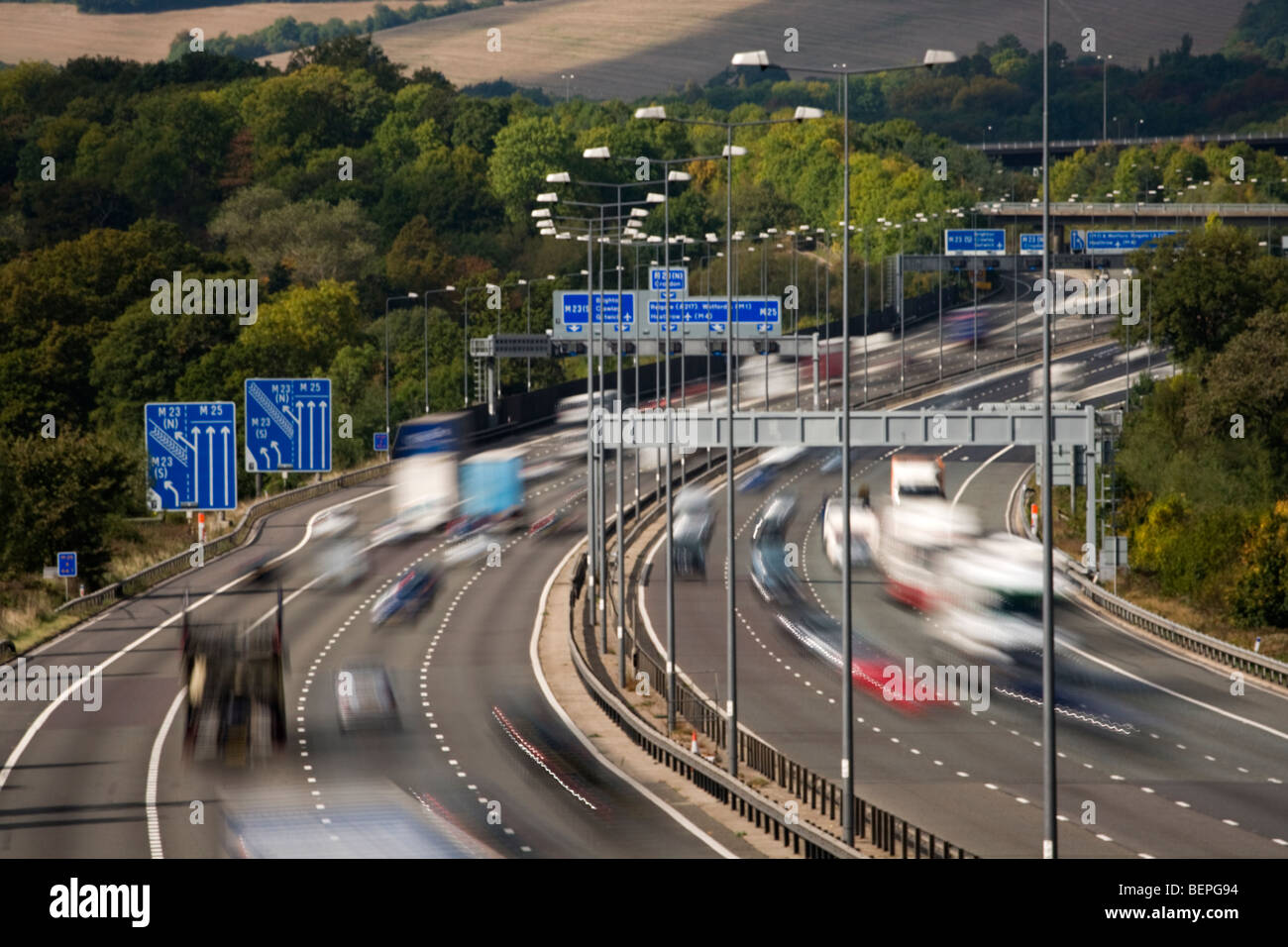 M25 Motorway Junction 7 (M23) near Godstone Surrey England Stock Photo ...