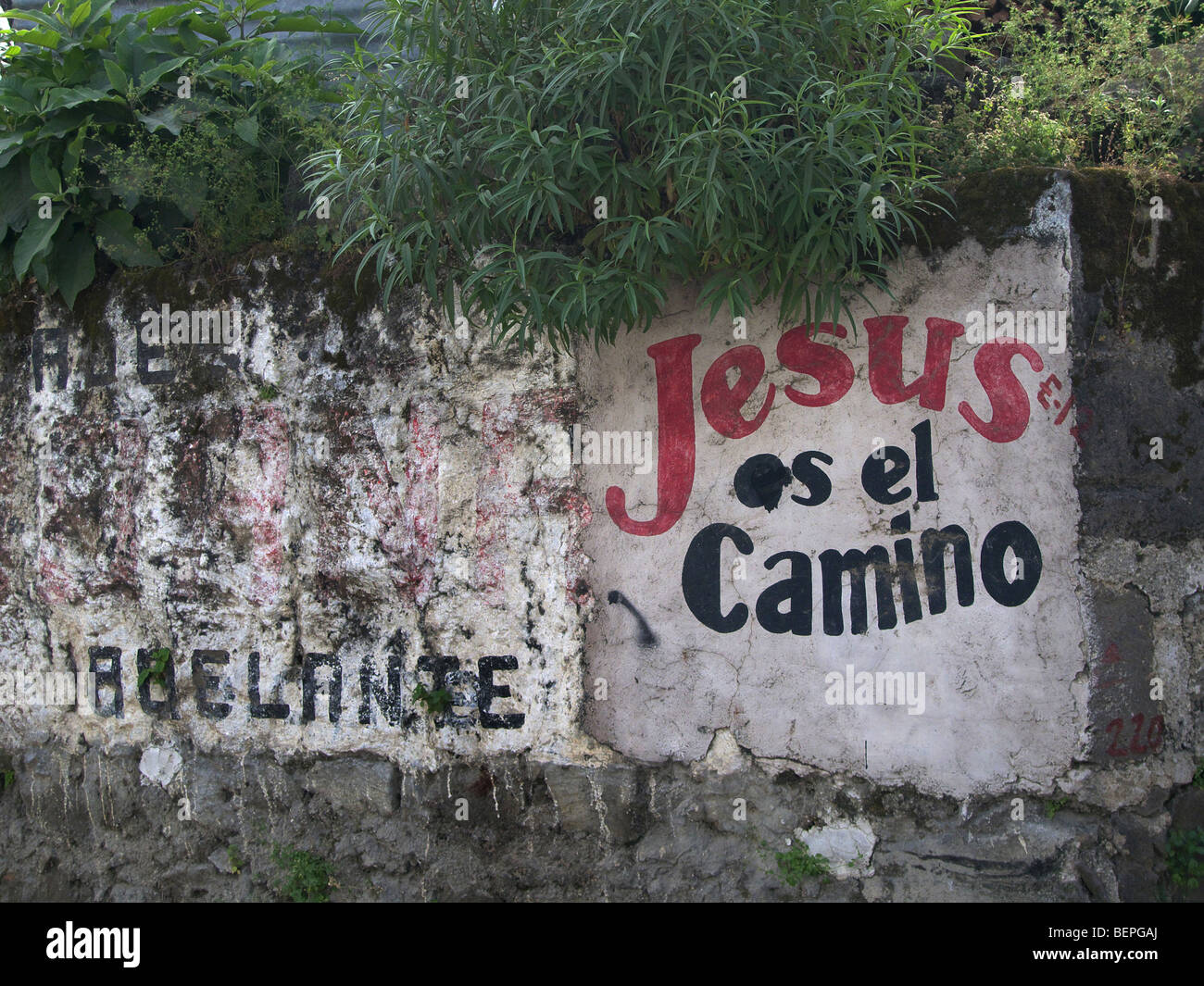 Guatemala San Pedro La Laguna Sign saying: Jesus is the Way Stock Photo ...