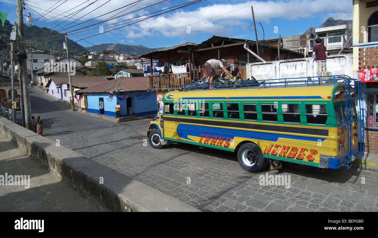 GUATEMALA San Pedro la Laguna, Lake Atitlan. Street with Guatemalan ...
