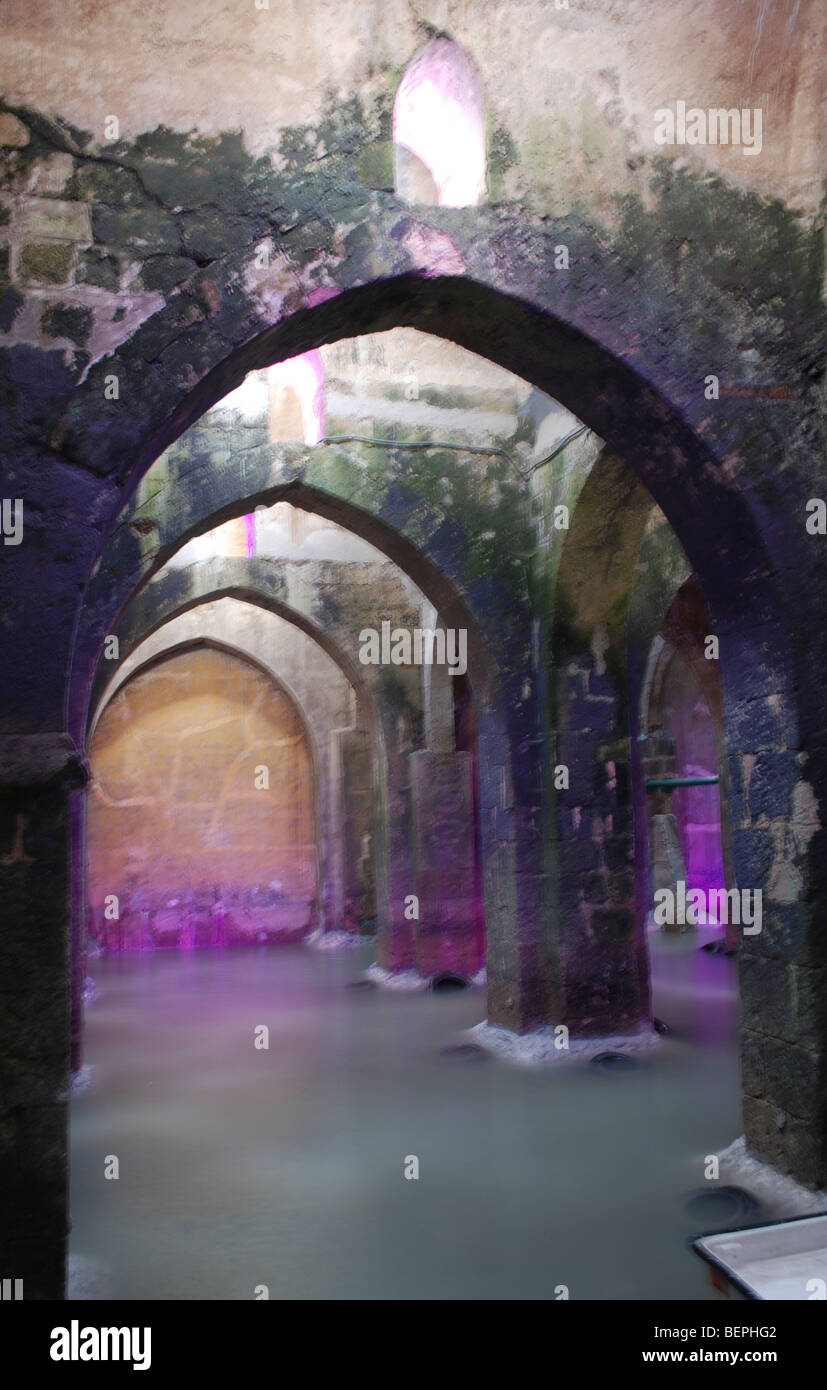 Israel, Ramla, The Pool of Arches, an underground water cistern. Also ...