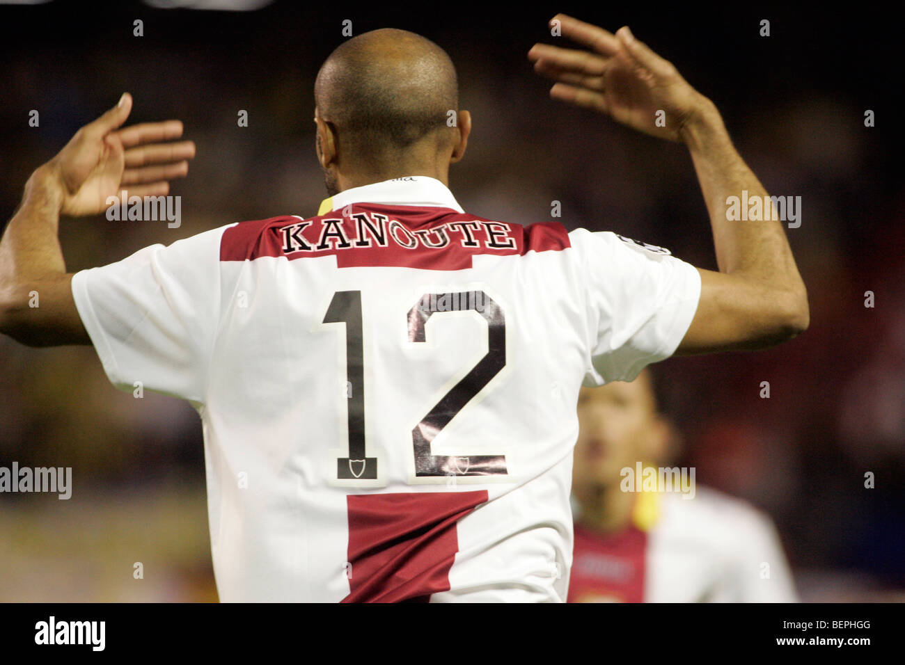 Kanoute celebrating a goal Stock Photo - Alamy