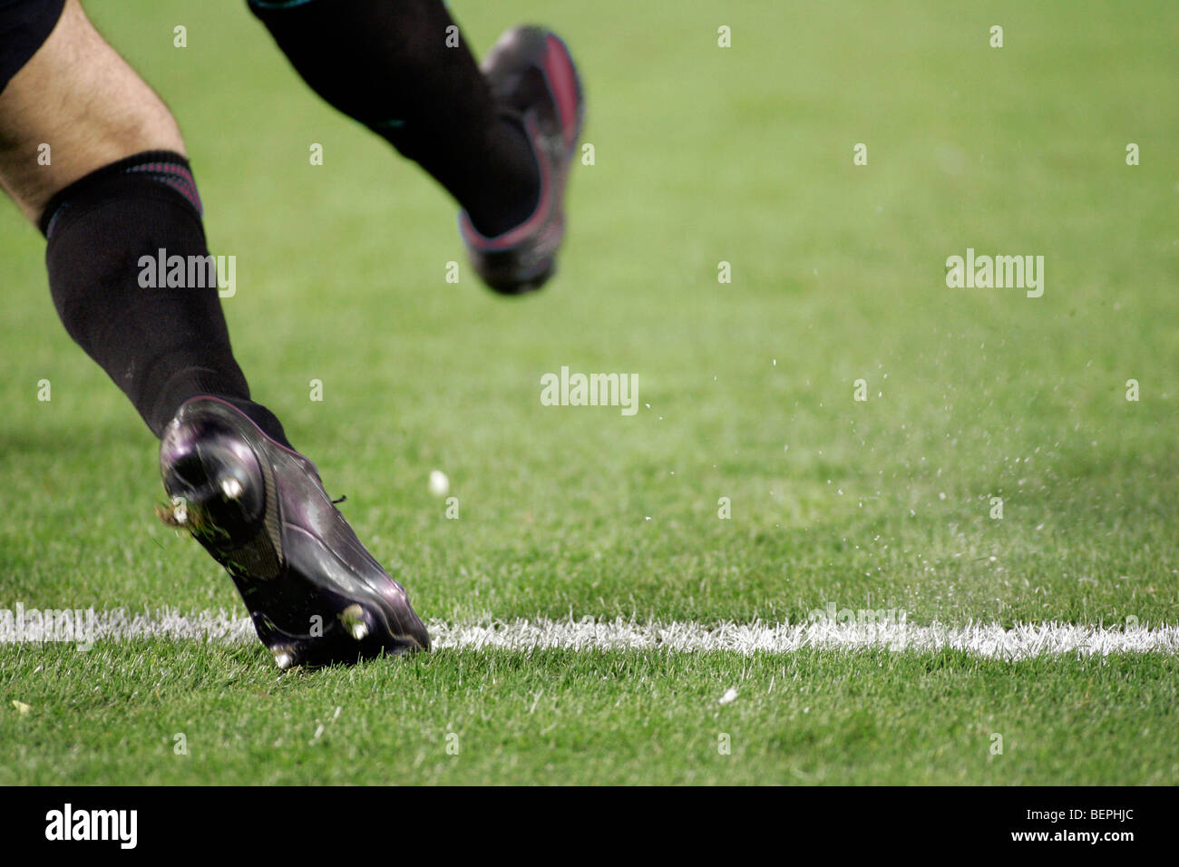 Goalkeeper performing a goal kick. Seville, Spain Stock Photo - Alamy