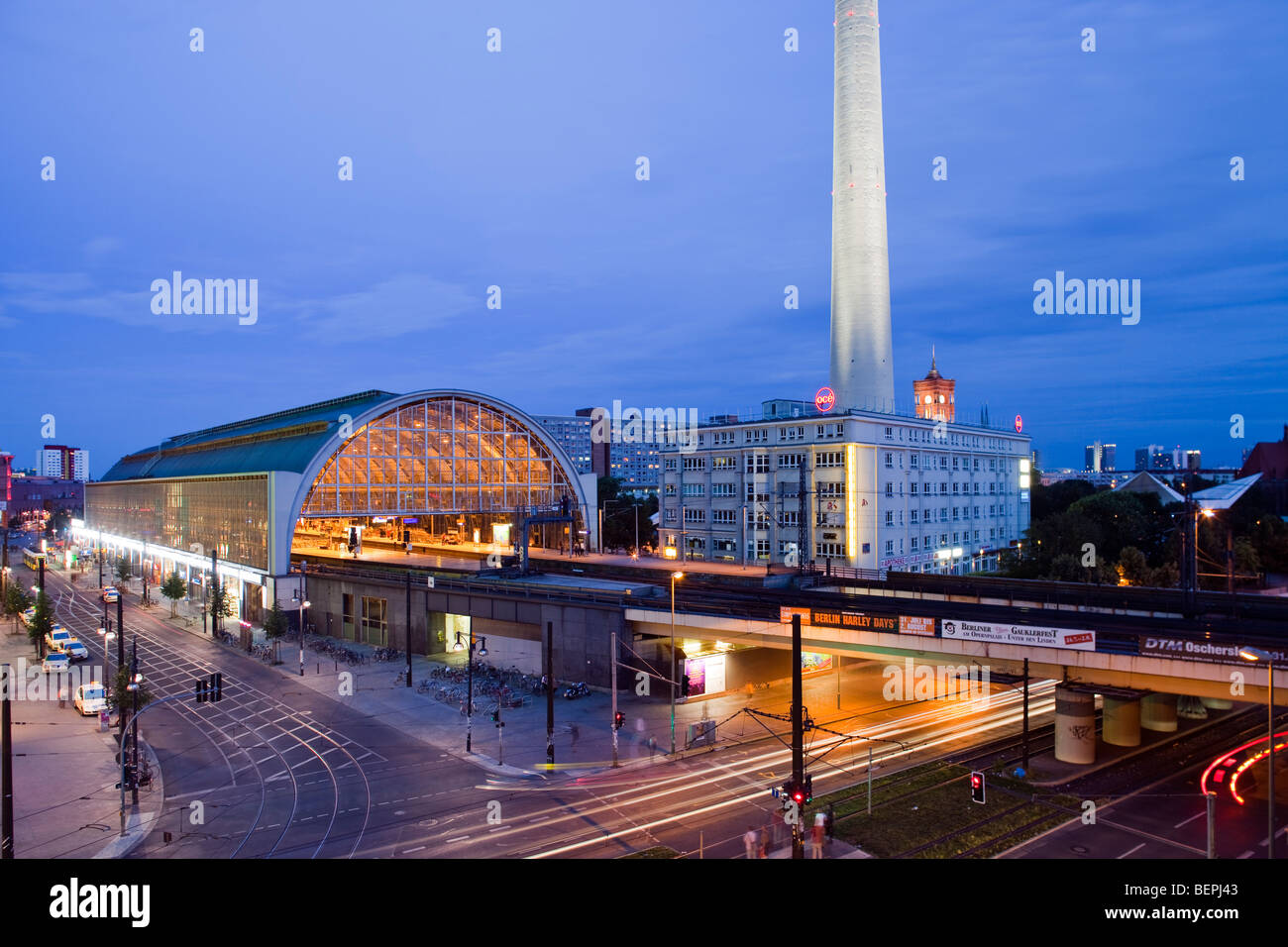 Alexanderplatz railway station by night, view from Karl-Liebknecht ...