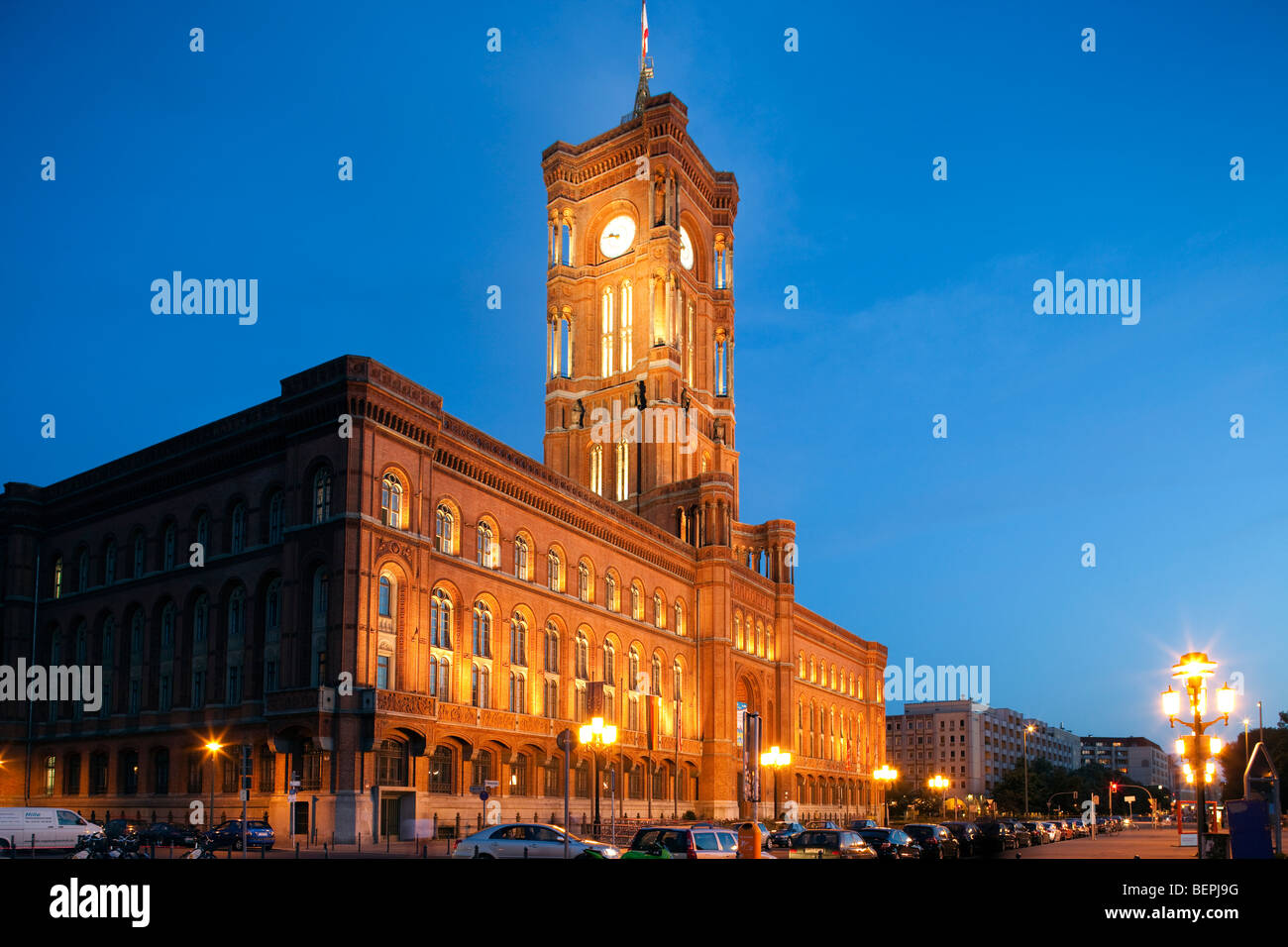 Roten Rathaus (Red City Hall) at dusk, Berlin, Germany Stock Photo - Alamy