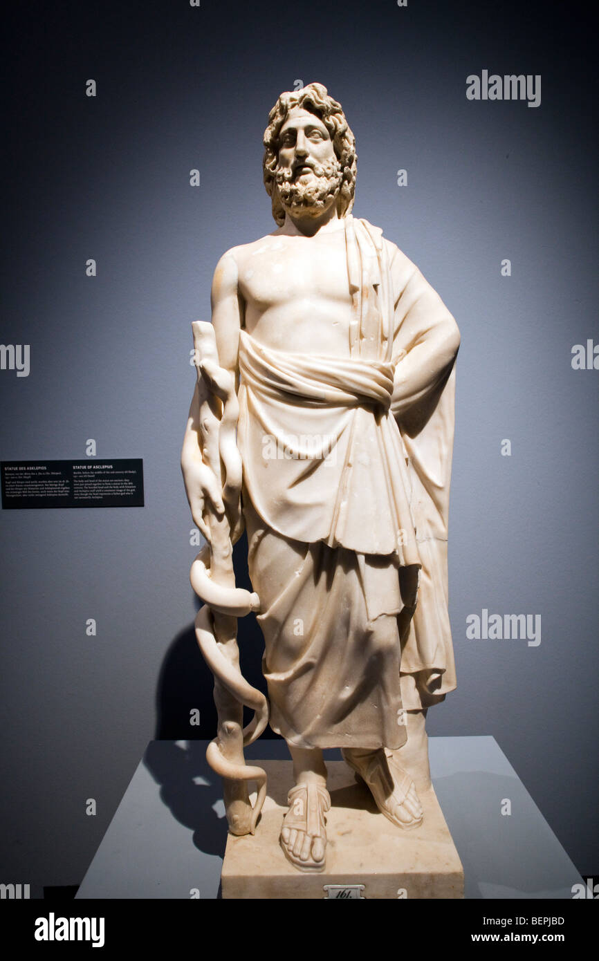 Asclepius, Roman sculpture in marble, 2nd century, Pergamon Museum, Berlin, Germany Stock Photo ...