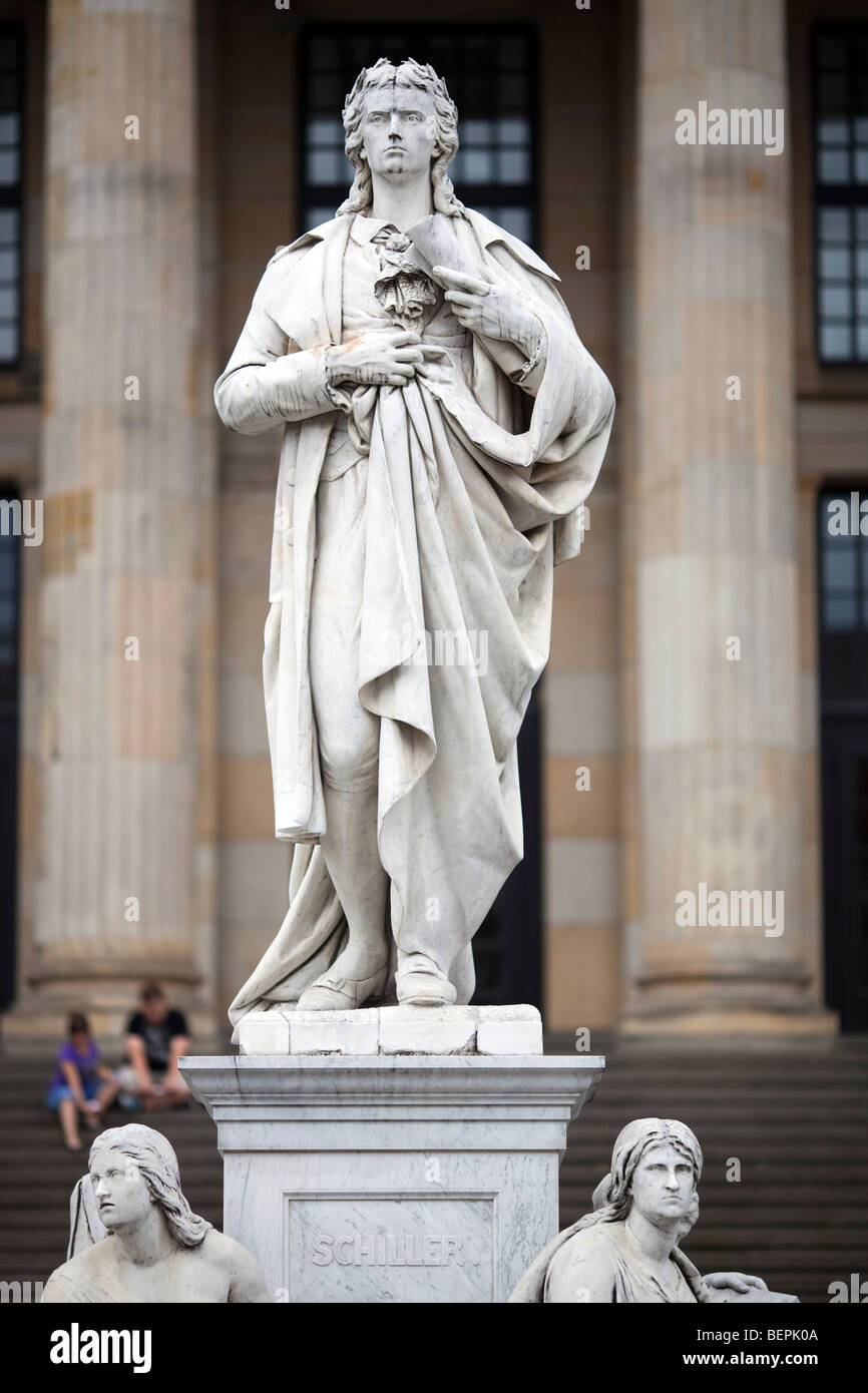 Friedrich Schiller statue in front of the Konzerthaus on Gendarmenmarkt ...