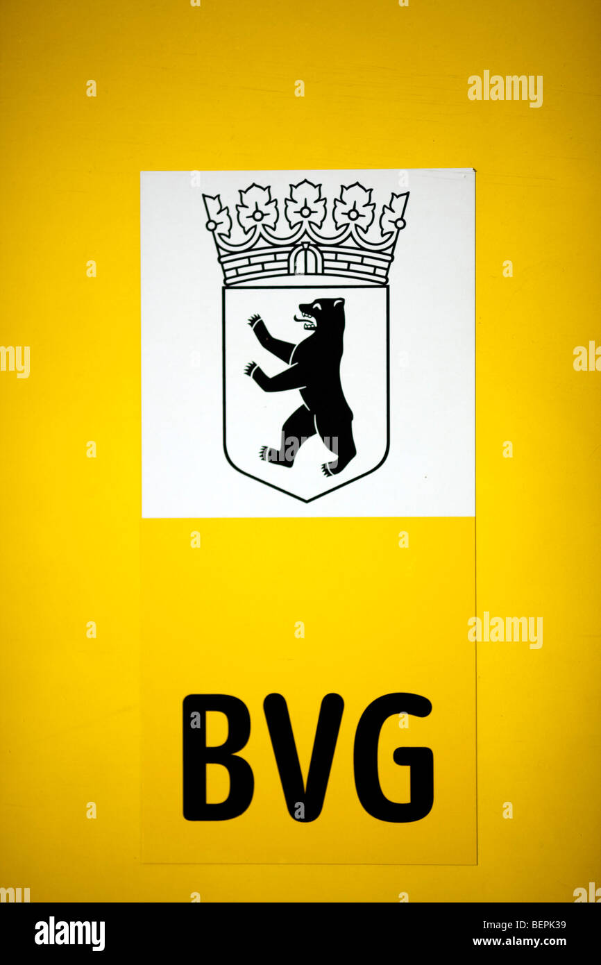 Coat of arms of the city and the acronym BVG (Berliner Verkehrsbetriebe ...