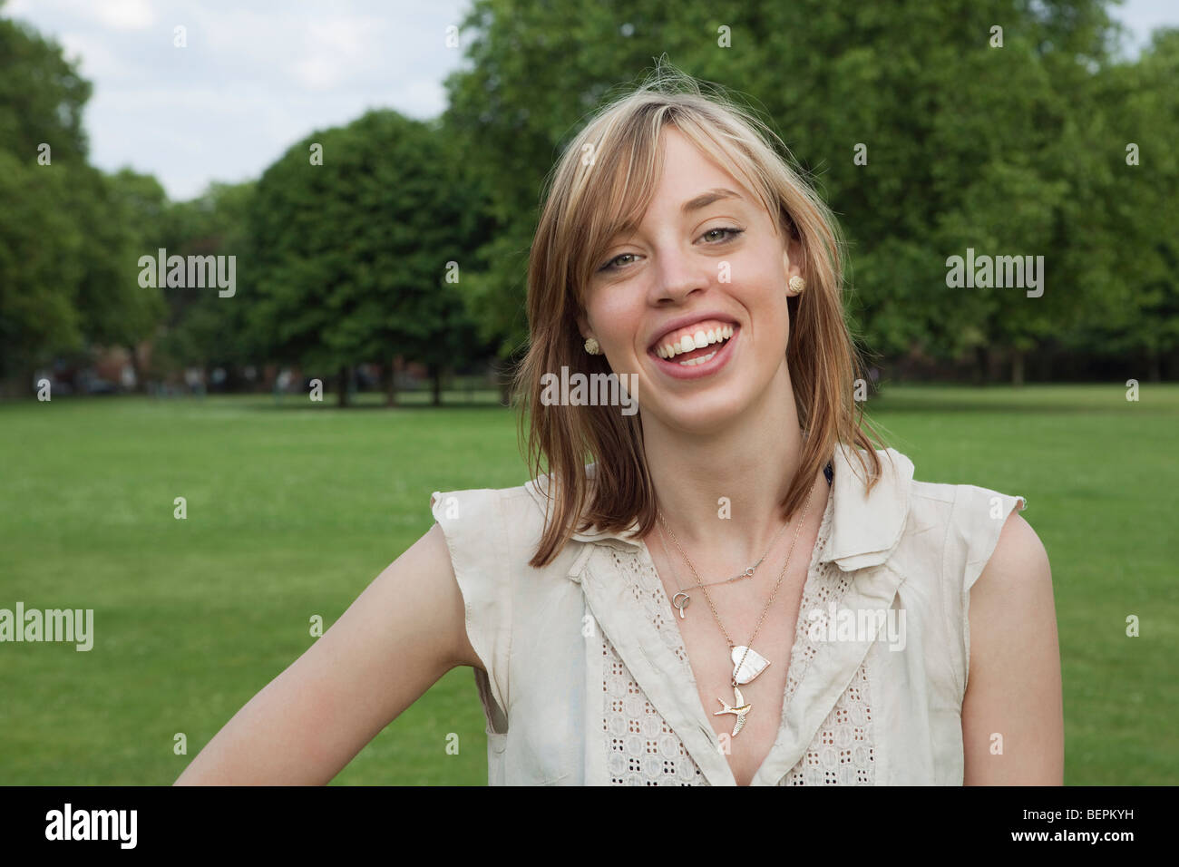 Woman laughing smiling real life hi-res stock photography and images ...