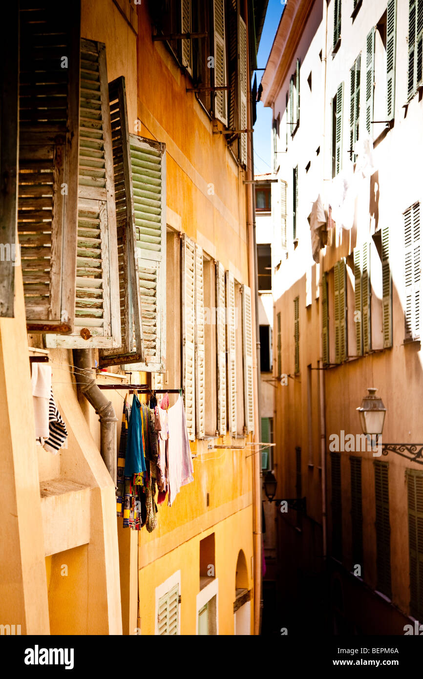 Windows in Side street in Nice Stock Photo - Alamy