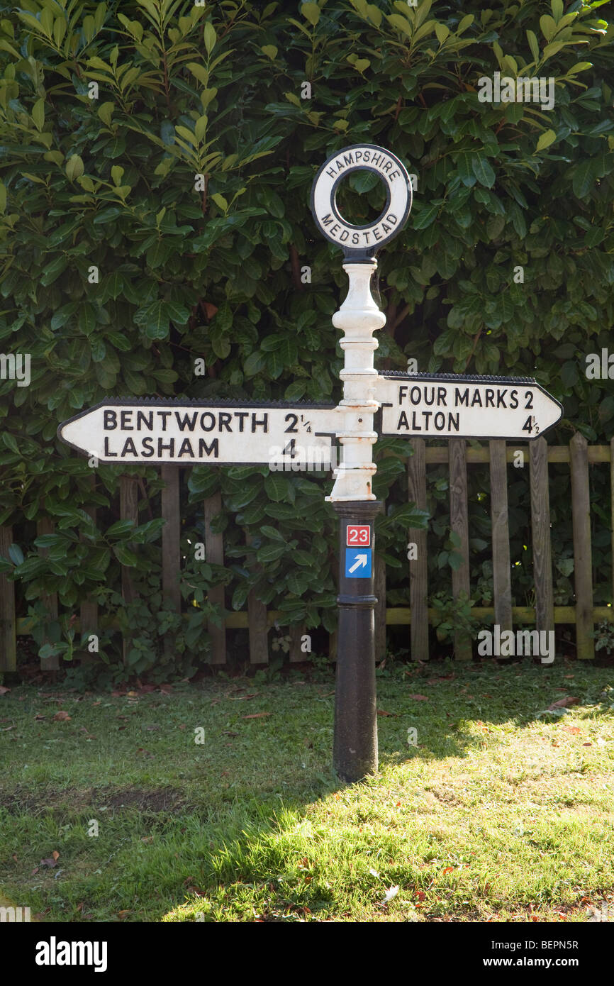Traditional road sign Medstead, Hampshire England Stock Photo - Alamy