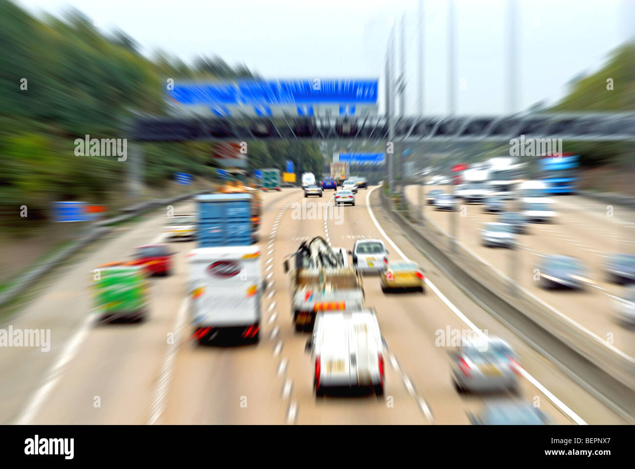 Fast moving traffic on M25 motorway,Surrey Stock Photo - Alamy
