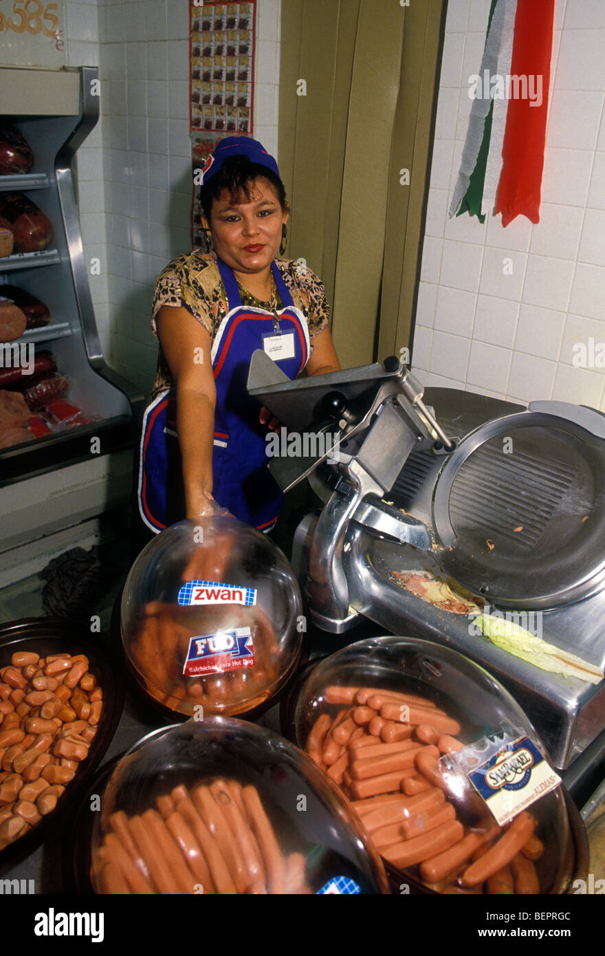 1, one, Mexican woman, adult woman, butcher, butcher department ...
