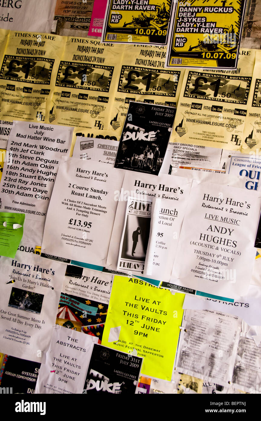 Notice board full of adverts from local businesses, Cirencester ...