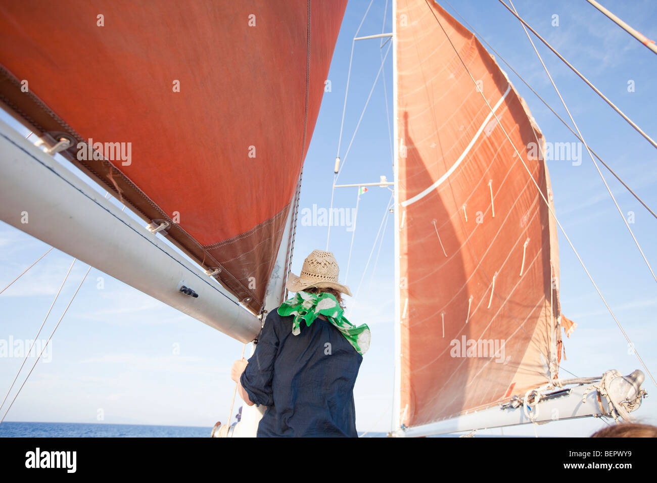 woman standing on a sailing ship Stock Photo - Alamy