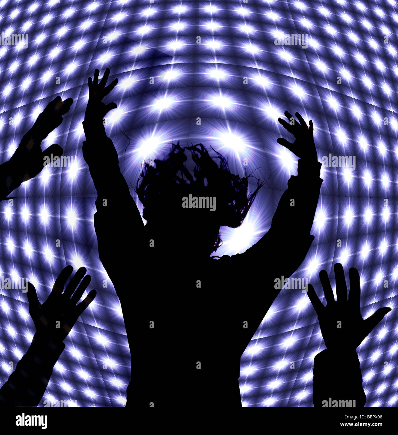 young women dancing at a rave light show Stock Photo - Alamy