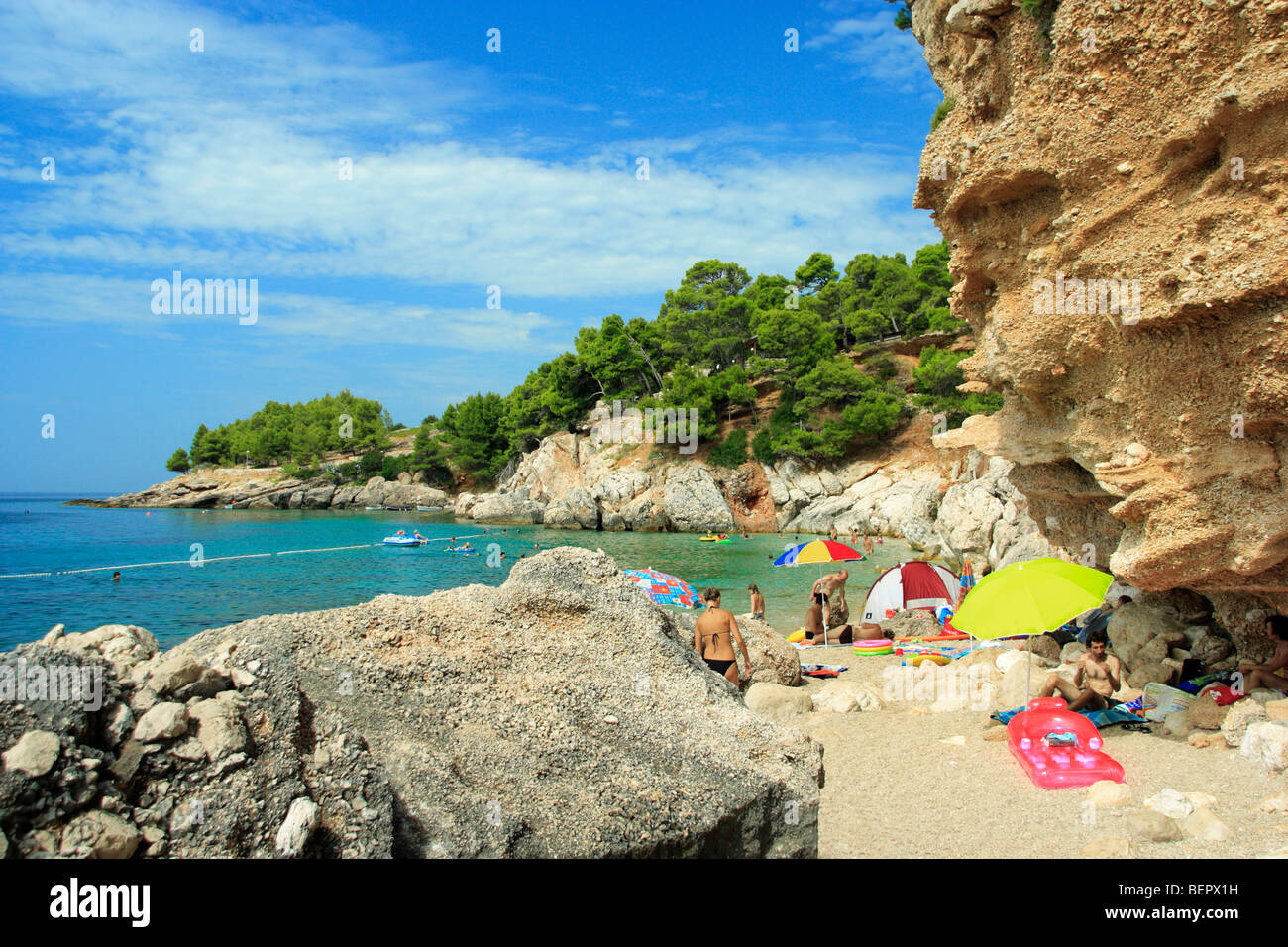 People on a beach in Jagodna village on Hvar Island, Croatia Stock ...