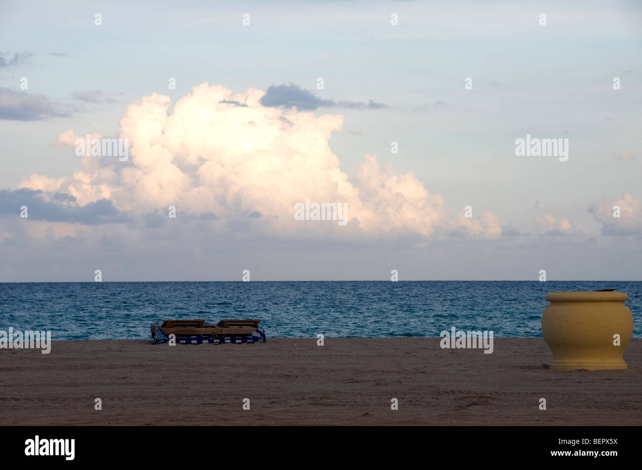 The beach and ocean after a rain storm with clearing sky's Stock Photo ...
