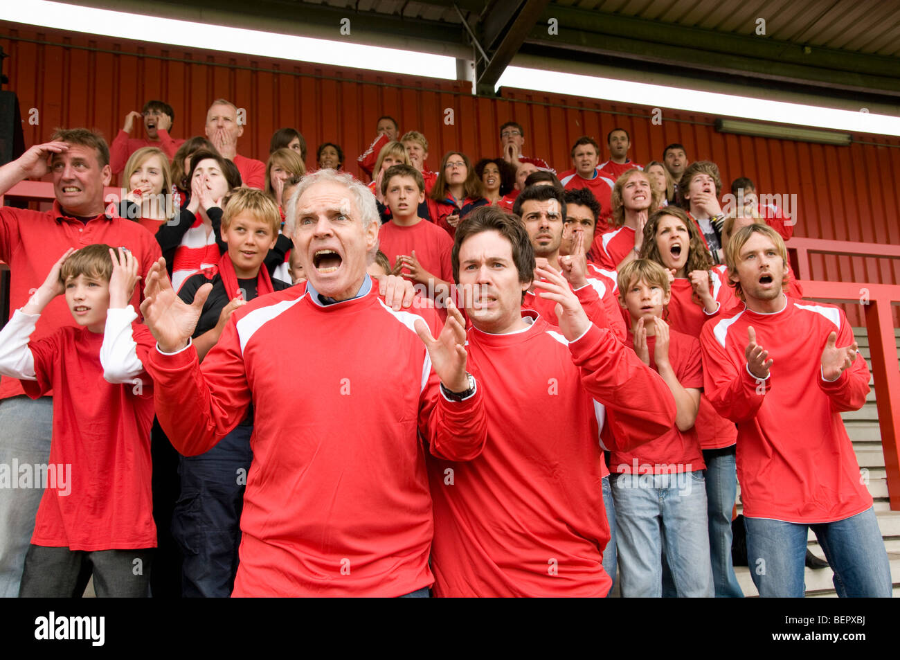 Group of frustrated football supporters Stock Photo - Alamy