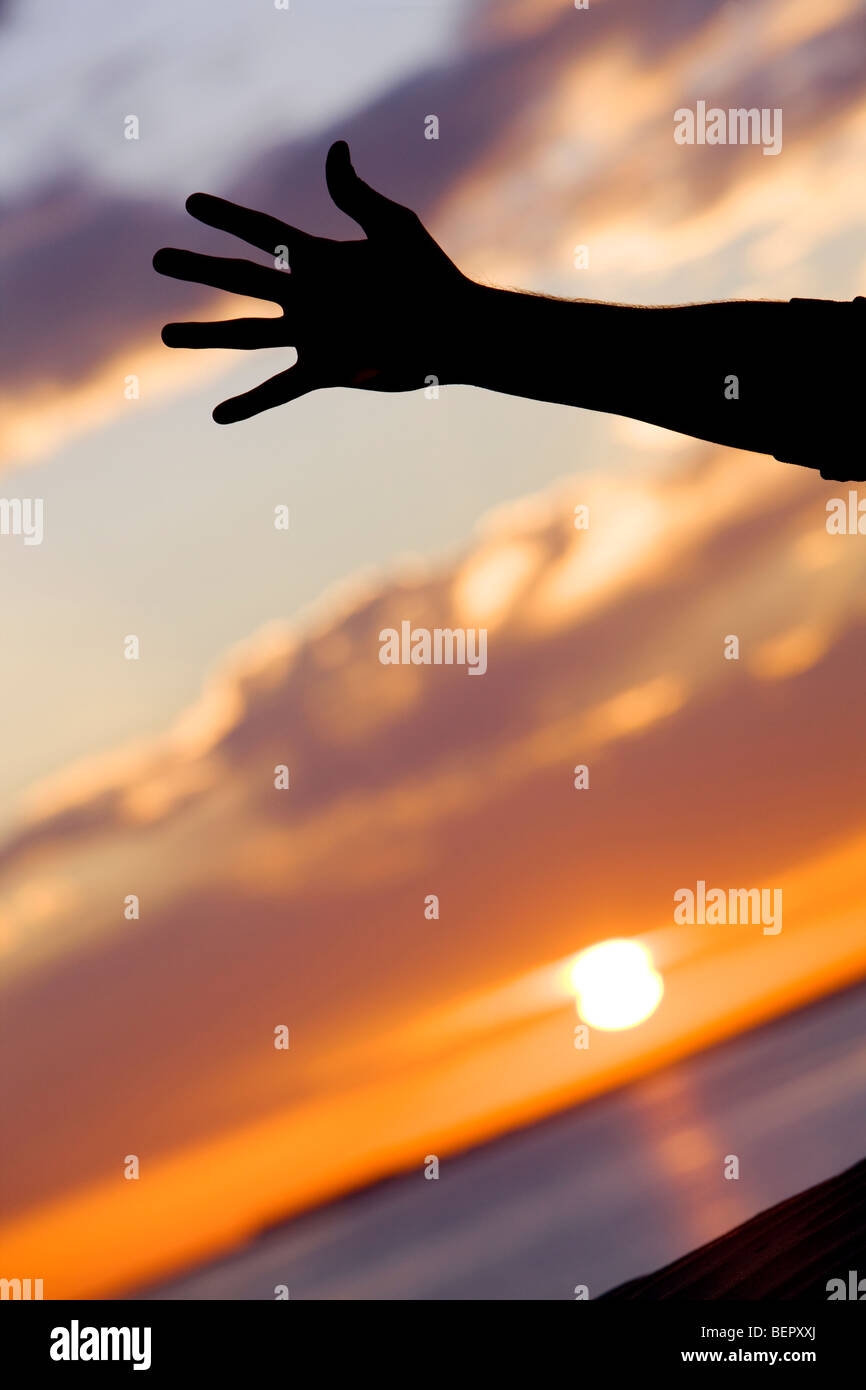 Helping hand silhouette hi-res stock photography and images - Alamy