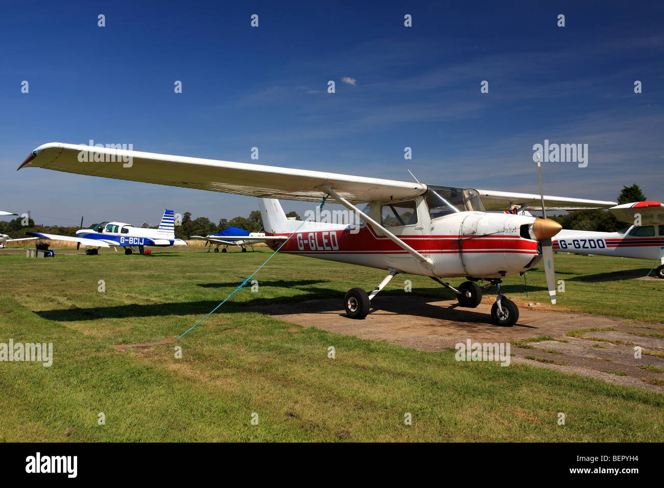 Cessna 150M light aircraft,currently stationed at Elstree Aerodrome ...