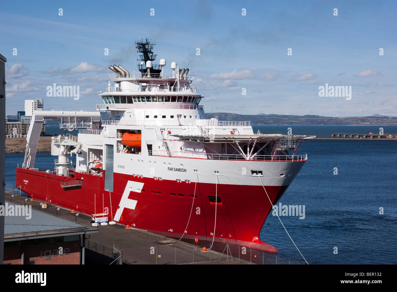 Ocean Terminal harbour Leith Edinburgh Scotland oil rig support vessel ...