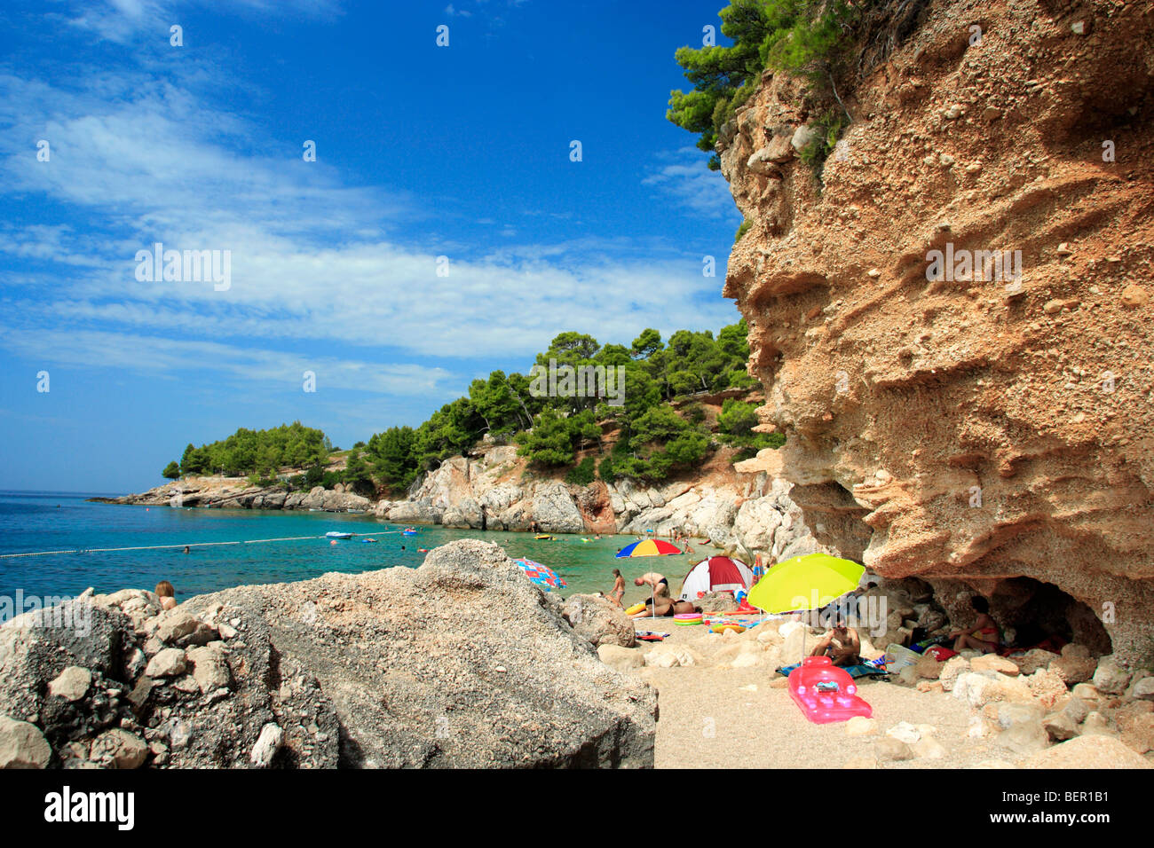 People on a beach in Jagodna village on Hvar Island, Croatia Stock ...