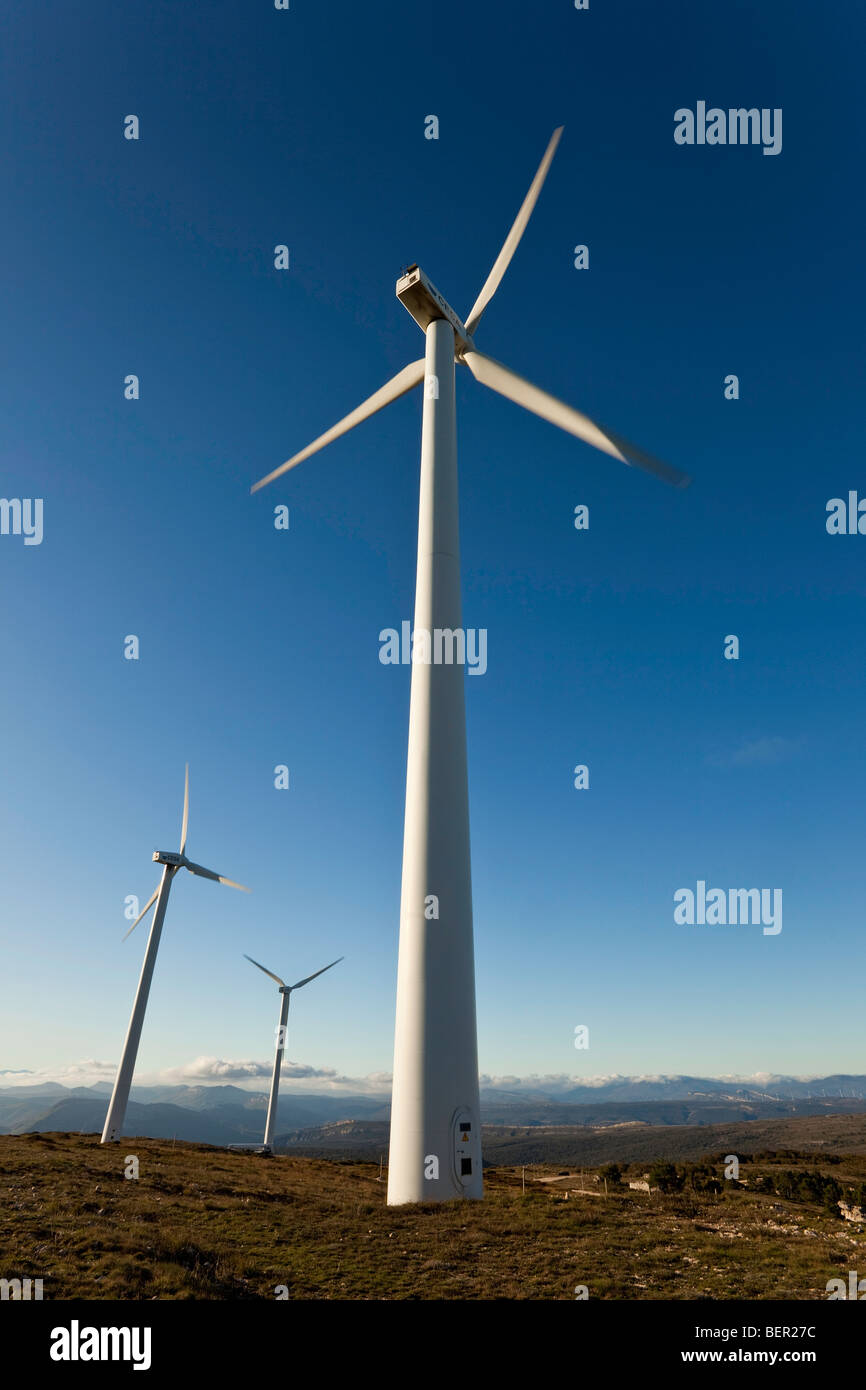 Three windmills Burgos Spain Stock Photo - Alamy