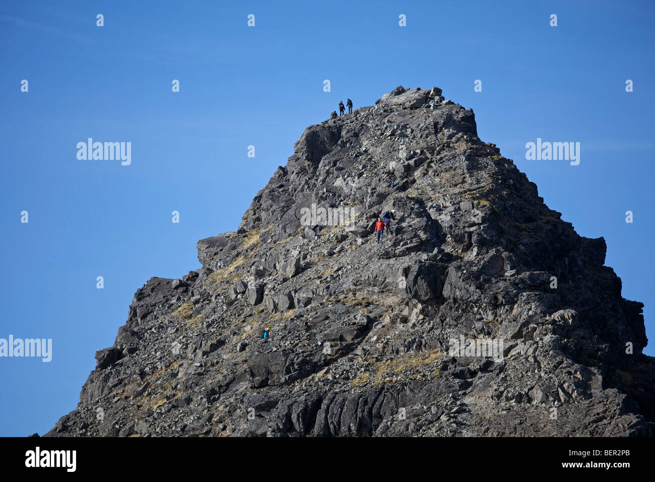 Climbers on Am Basteir, Cuillin Hills, Isle of Skye, Scotland Stock ...