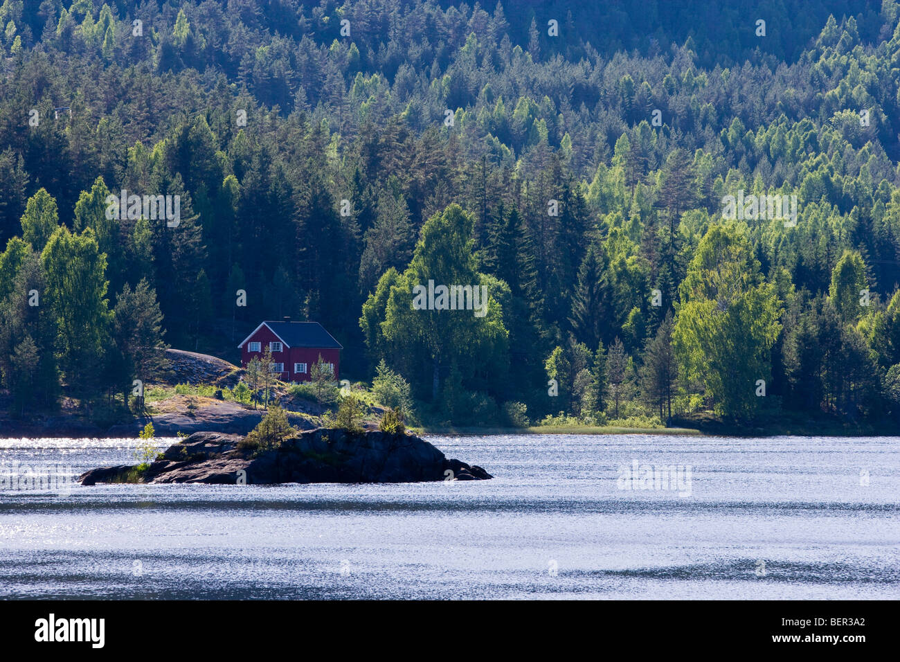 House on lake, Telemark, Norway Stock Photo - Alamy