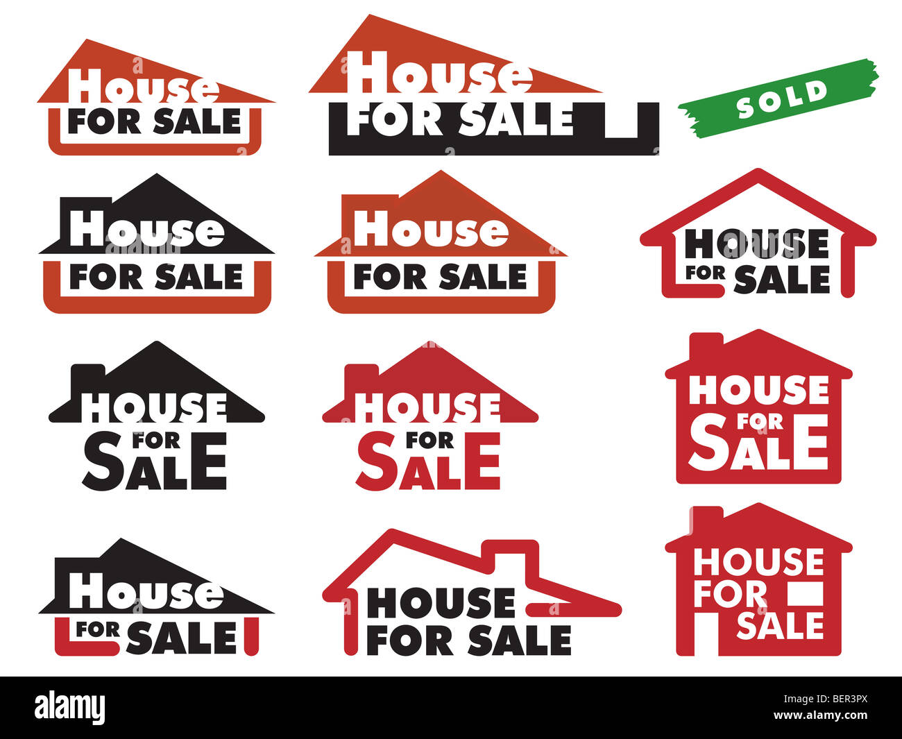 A variety of simple signs for selling house Stock Photo - Alamy