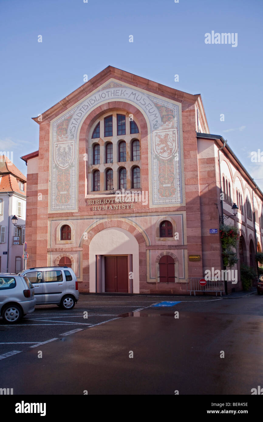 Humanist Library in Selestat Alsace France. Bibliotheque Blue sky ...